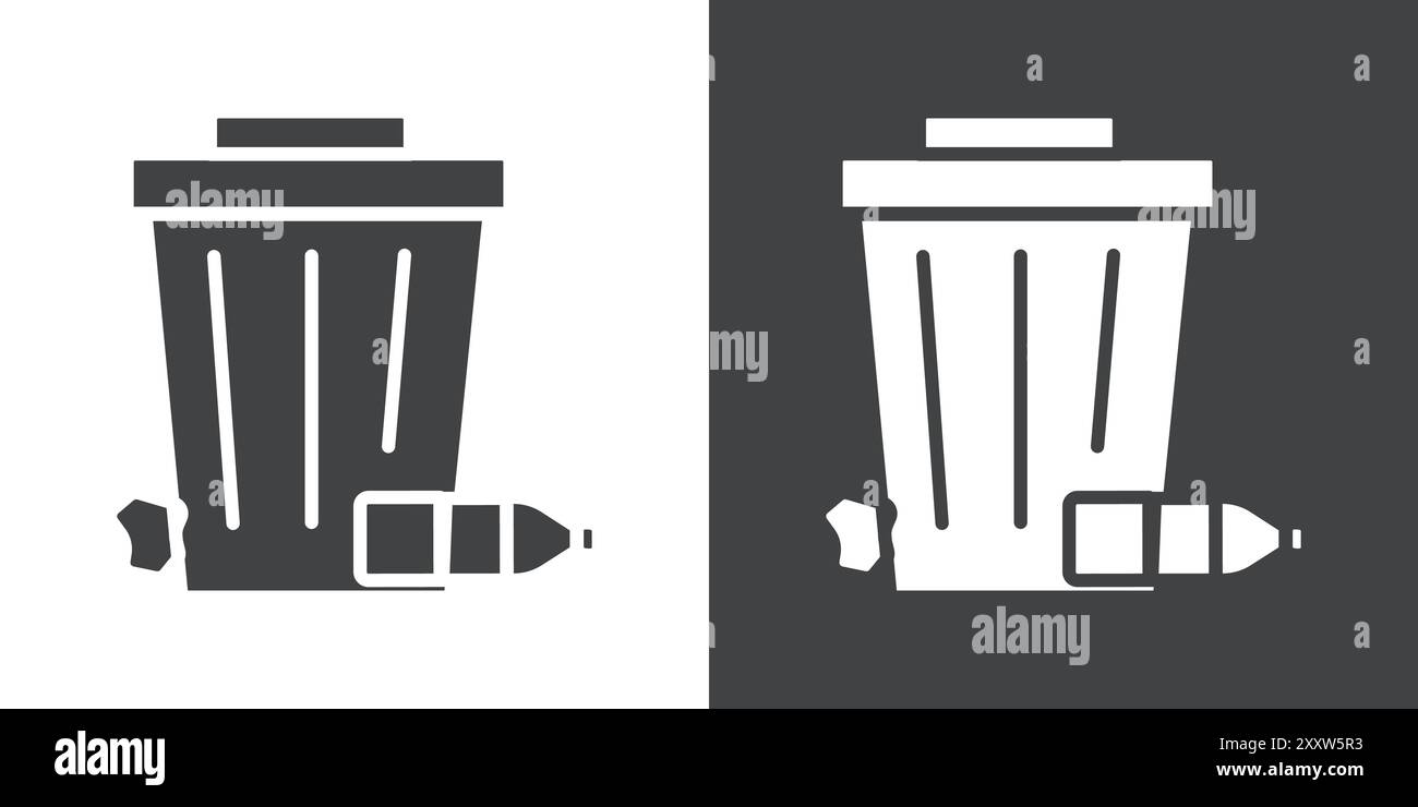 Leftovers Disposal icon Flat set in black and white color outline ...