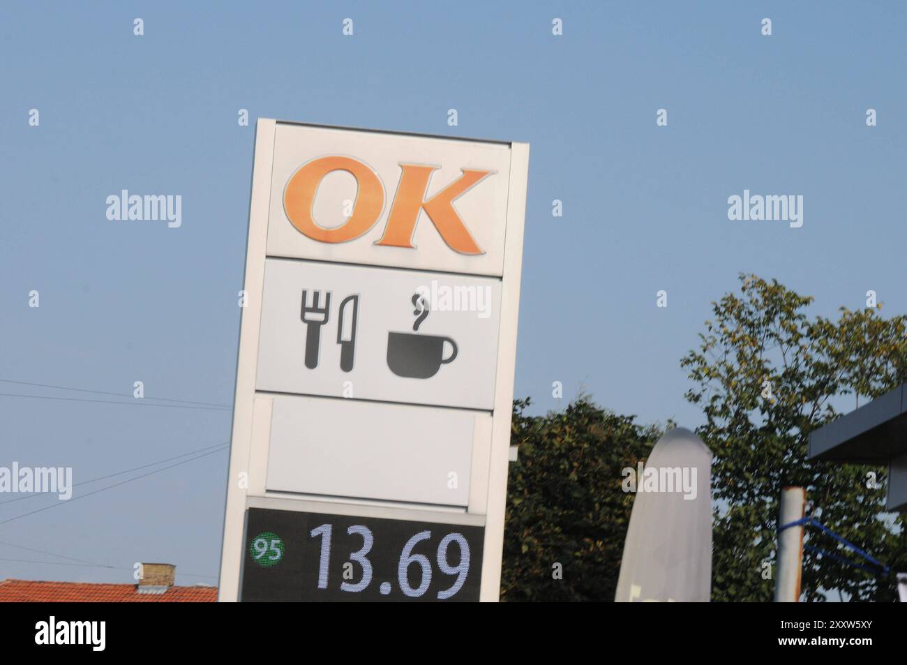 Copenhagen/ DenmarK/ 26 August 2024/OK gas station or ok gasoline station danish capital ...