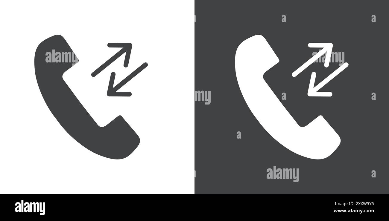 incoming outgoing Phone call icon Flat set in black and white color ...