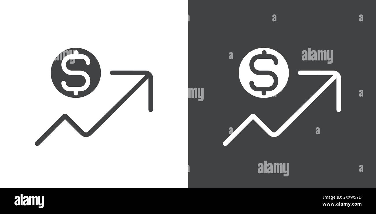 Rise price icon Flat set in black and white color outline vector Stock ...