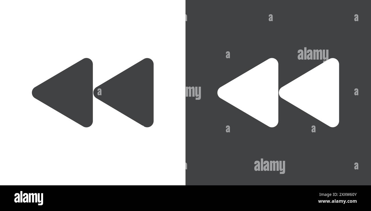 Rewind Previous Back arrow icon Flat set in black and white color outline vector Stock Vector ...