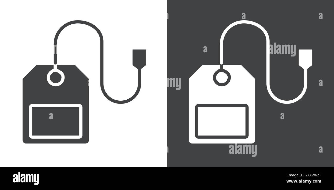 Tea bag icon Flat set in black and white color outline vector Stock ...