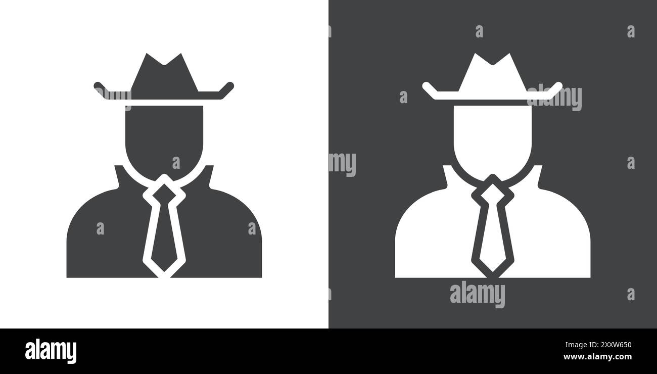 Secret agent icon Flat set in black and white color outline vector ...