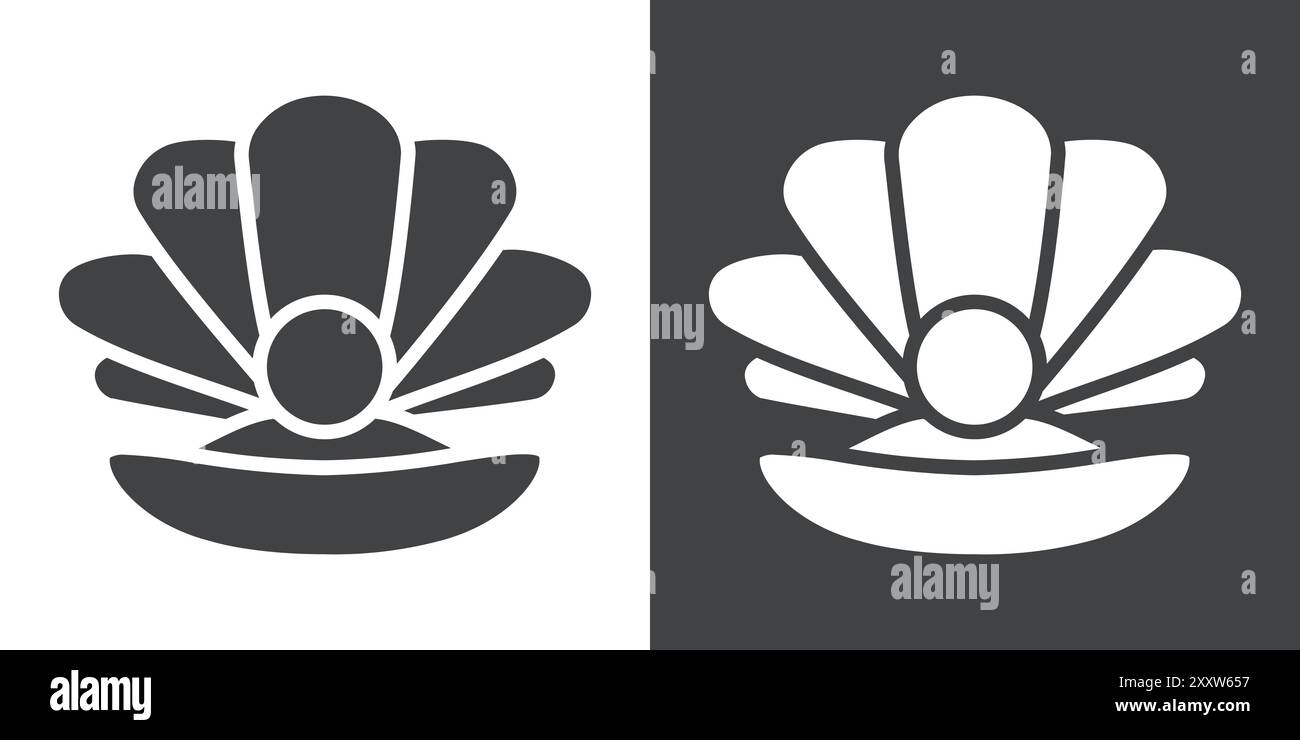 Pearl icon Flat set in black and white color outline vector Stock ...