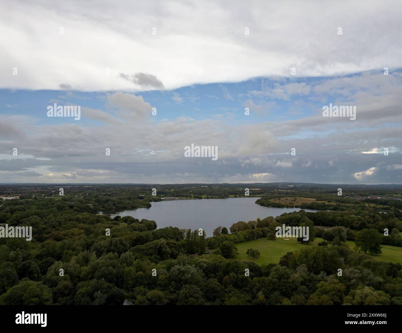 An aerial view of Pennington Flash Nature Reserve near Leigh, Greater ...