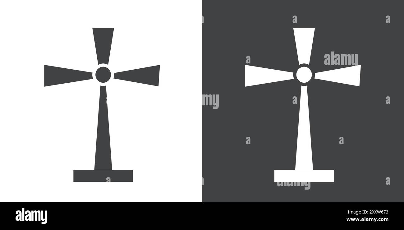 Windmill icon Flat set in black and white color outline vector Stock ...