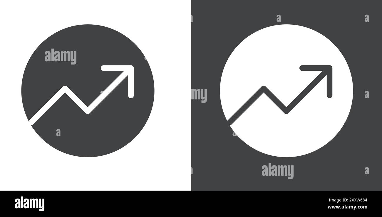 Statistic Up icon Flat set in black and white color outline vector ...