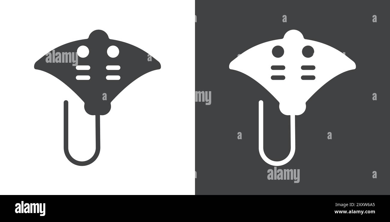 Stingray icon Flat set in black and white color outline vector Stock ...