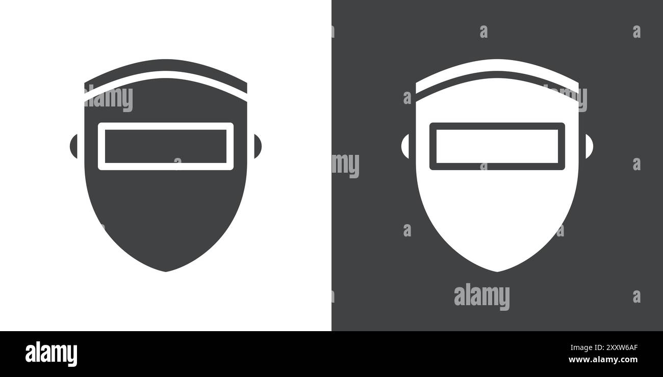 welding shield cover icon Flat set in black and white color outline ...