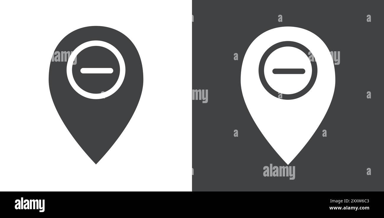 Remove pin mark icon Flat set in black and white color outline vector ...