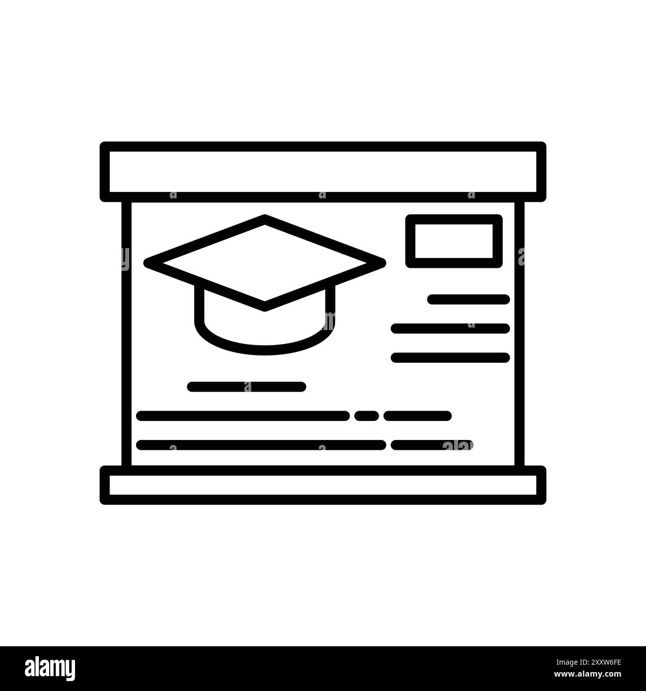 Course completion certificate icon Flat set in black and white color outline vector Stock Vector ...