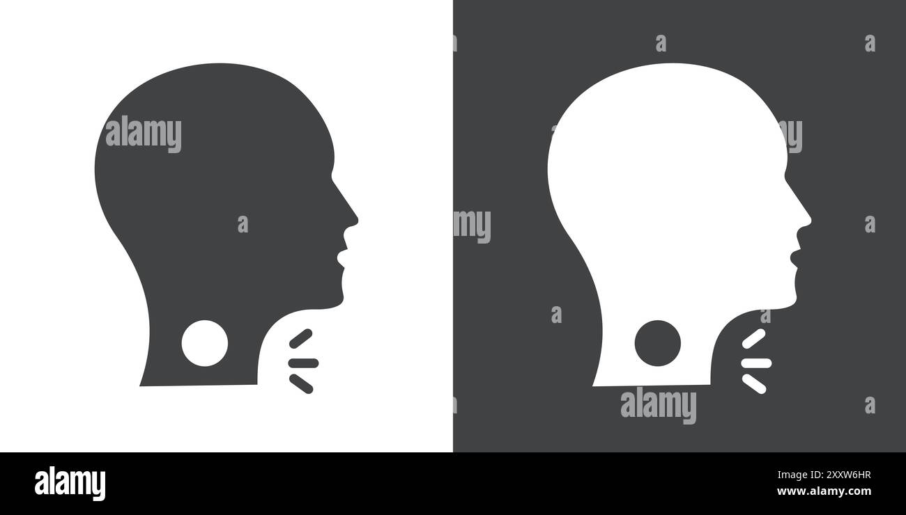 Sore throat icon Flat set in black and white color outline vector Stock ...