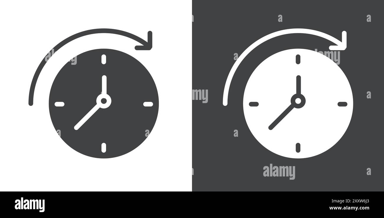 Time passing icon Flat set in black and white color outline vector ...