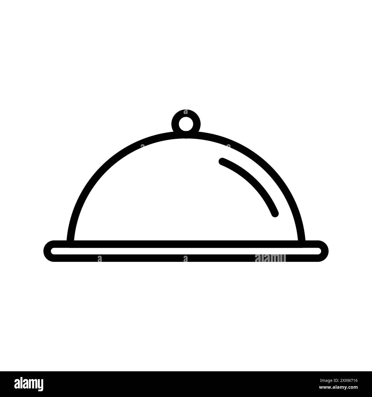 Food Tray and Cover icon Flat set in black and white color outline ...