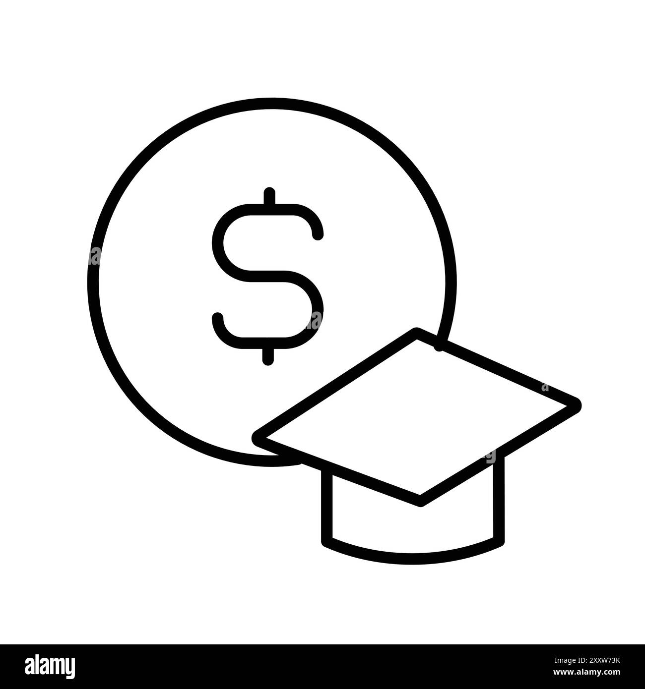 tuition fee icon Flat set in black and white color outline vector Stock ...