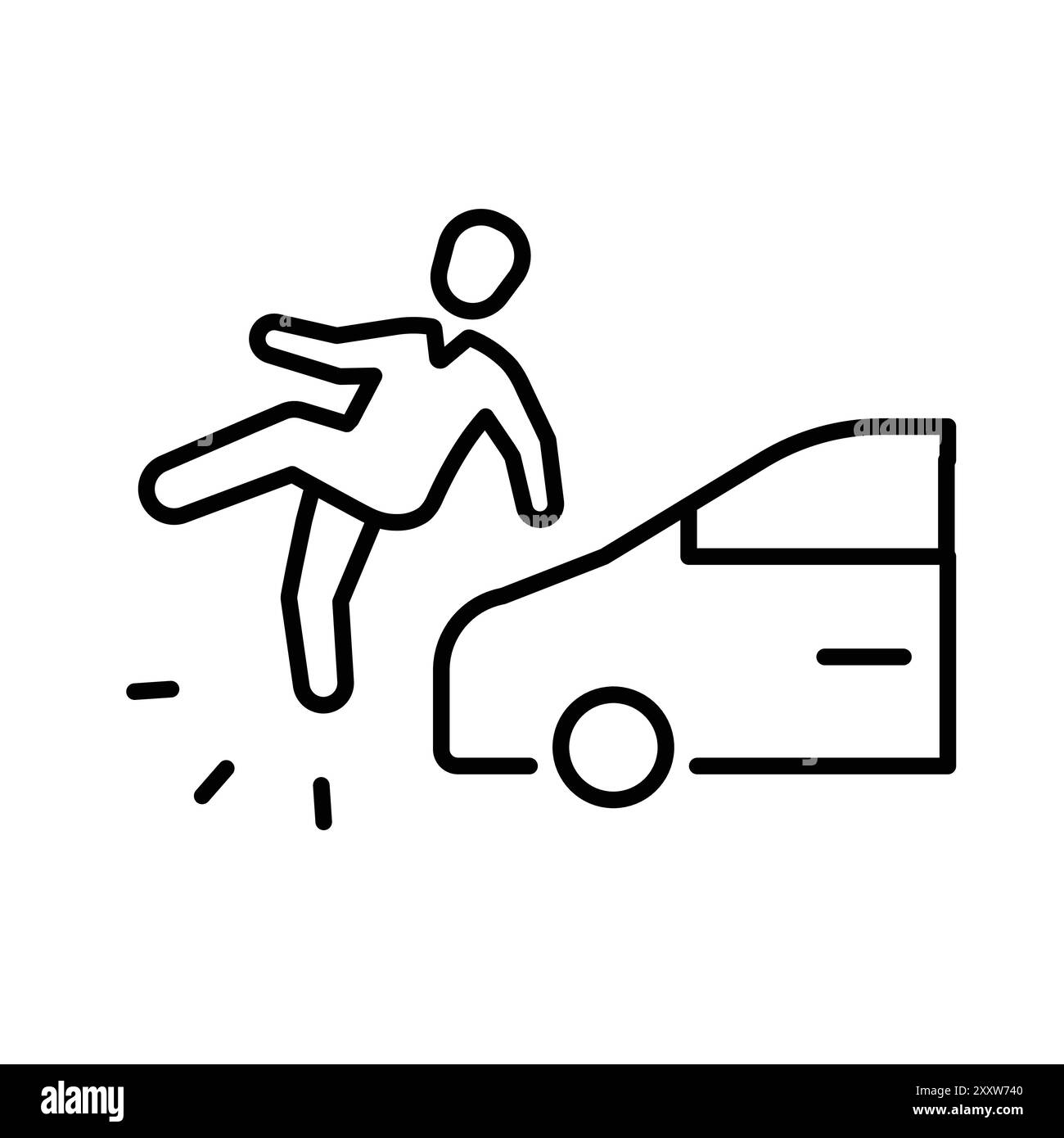 car Accident icon Flat set in black and white color outline vector ...