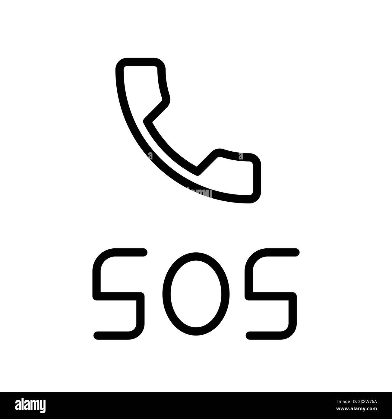 SOS Emergency icon Flat set in black and white color outline vector ...