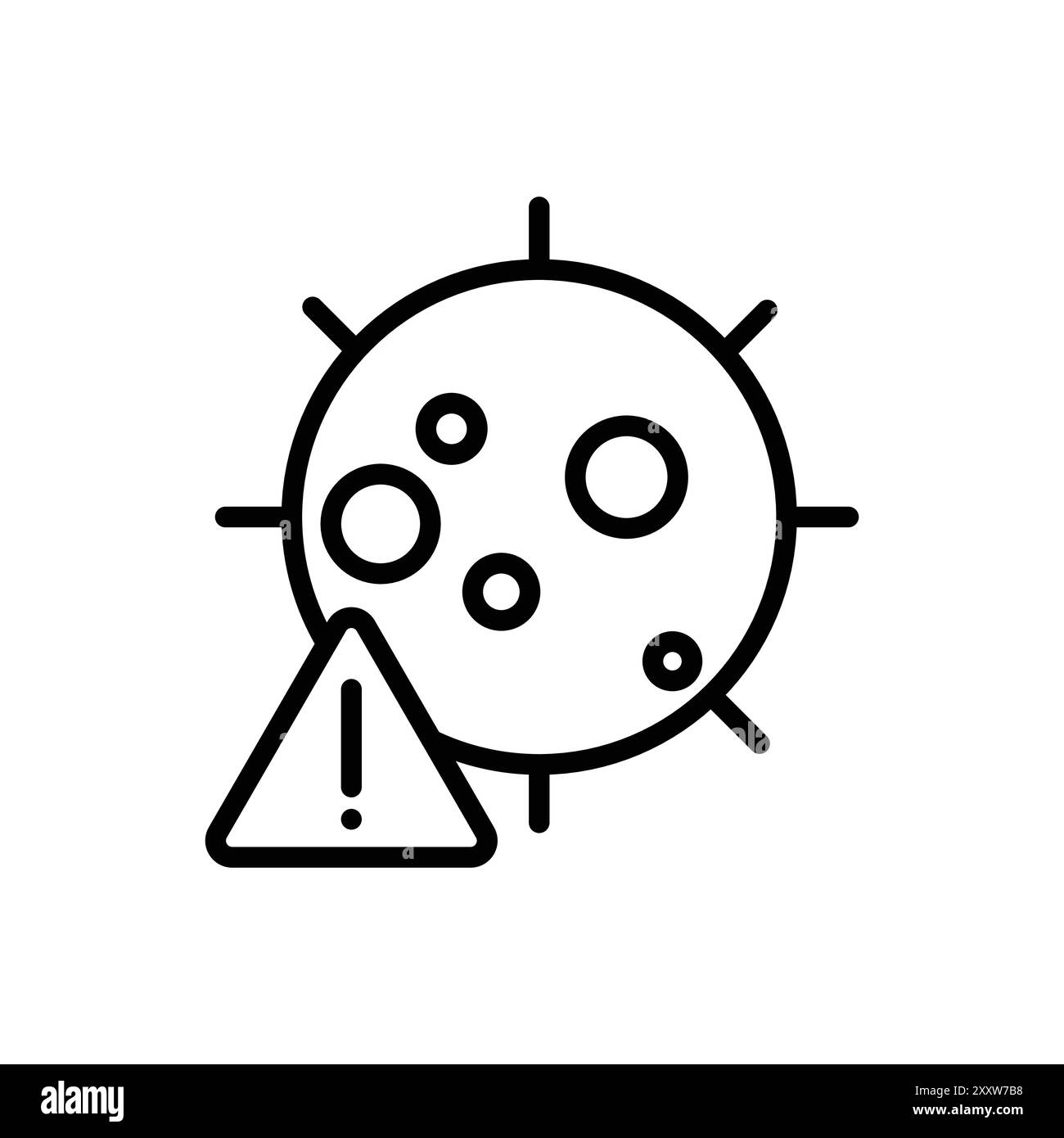 Virus Warning Alert icon Flat set in black and white color outline vector Stock Vector Image ...