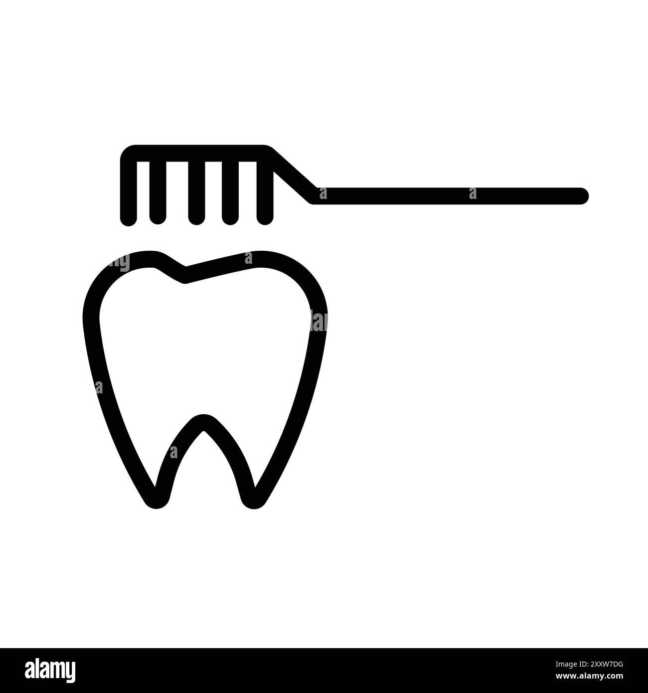 tooth cleaning icon Flat set in black and white color outline vector ...