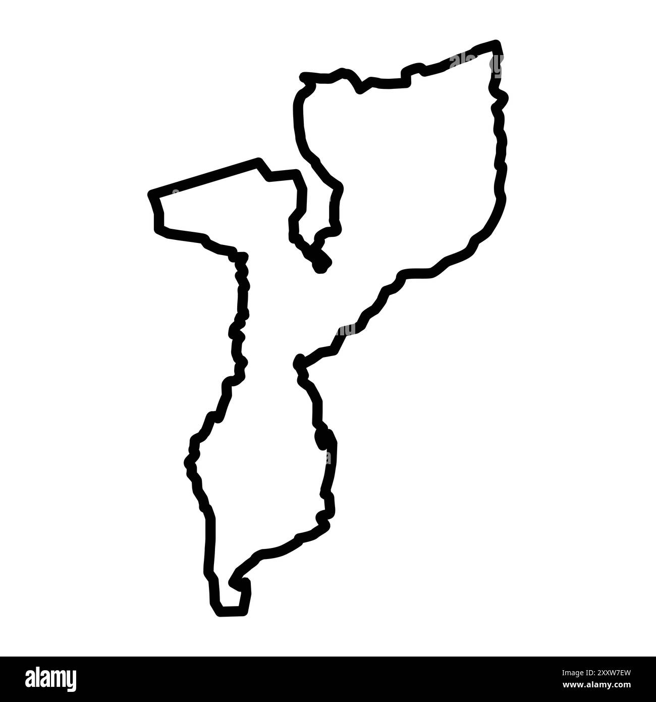 Mozambique map icon Flat set in black and white color outline vector ...