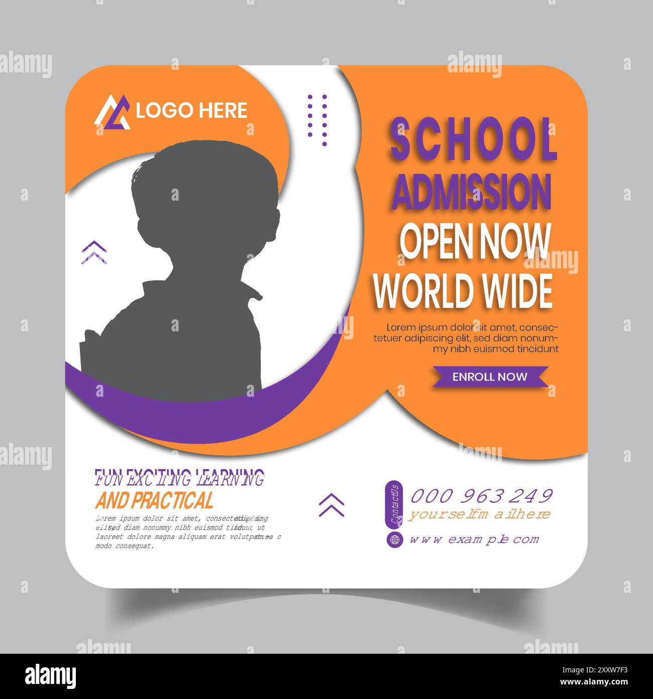 Clean Design Kids School Advertisement Social Media Post Templates ...