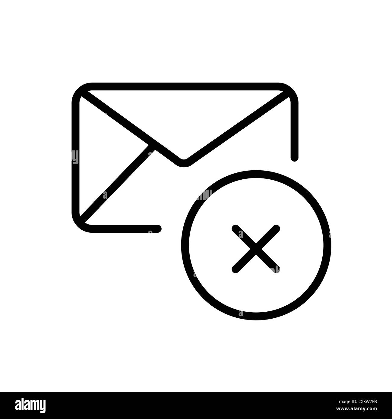 close mail icon Flat set in black and white color outline vector Stock ...