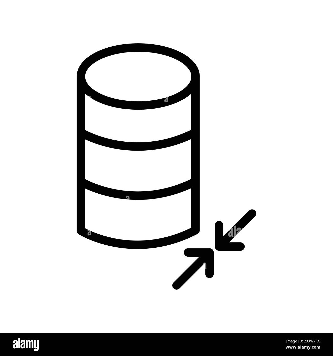 Shrink database icon Flat set in black and white color outline vector ...