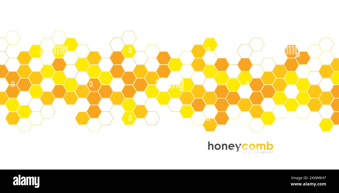 Bee honeycomb banner template with yellow and orange hexagonal cells ...