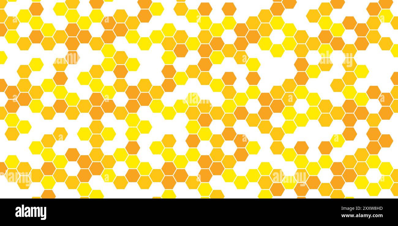 Bee honeycomb banner template with yellow and orange hexagonal cells ...