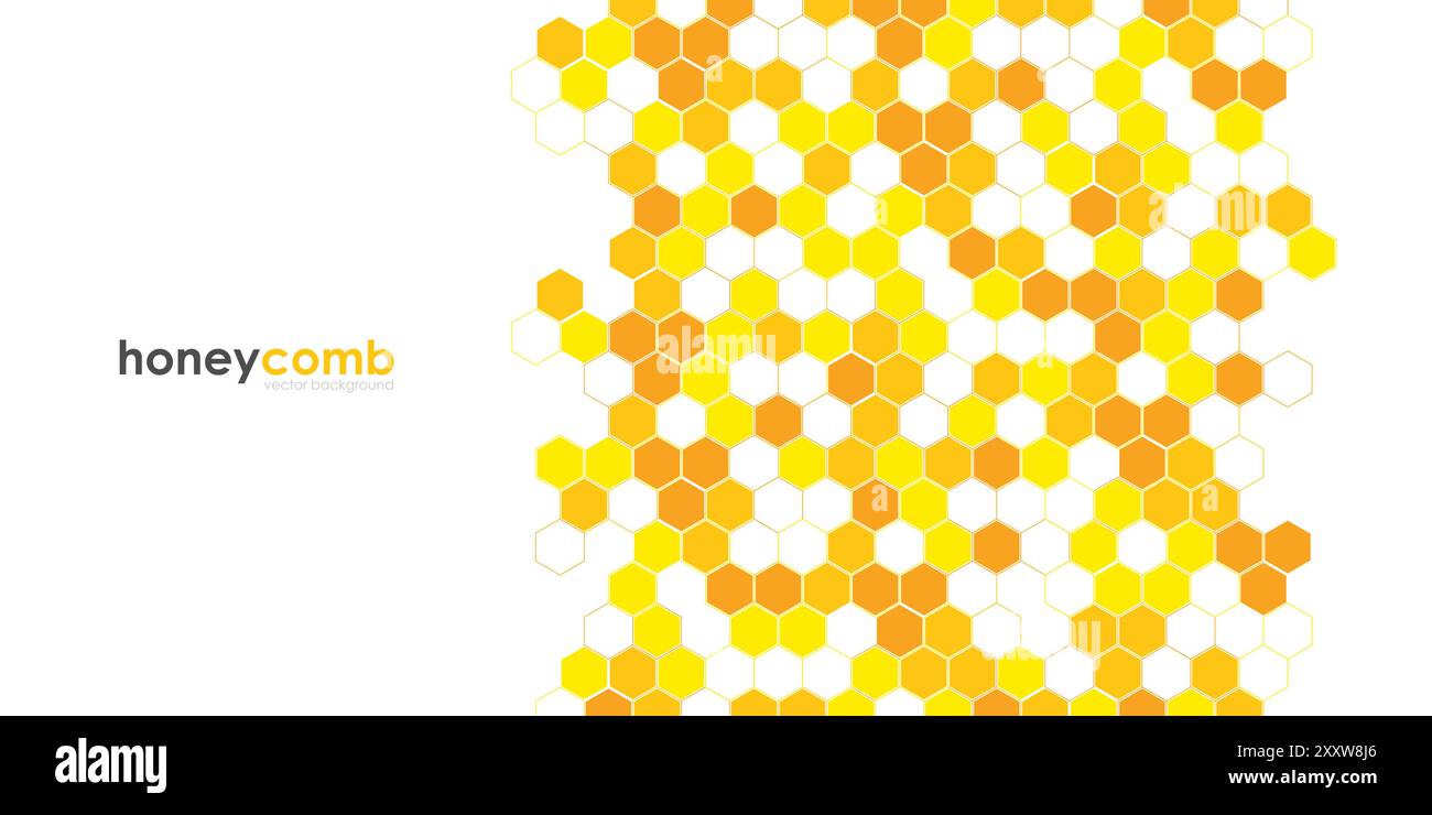 Bee honeycomb banner template with yellow and orange hexagonal cells ...