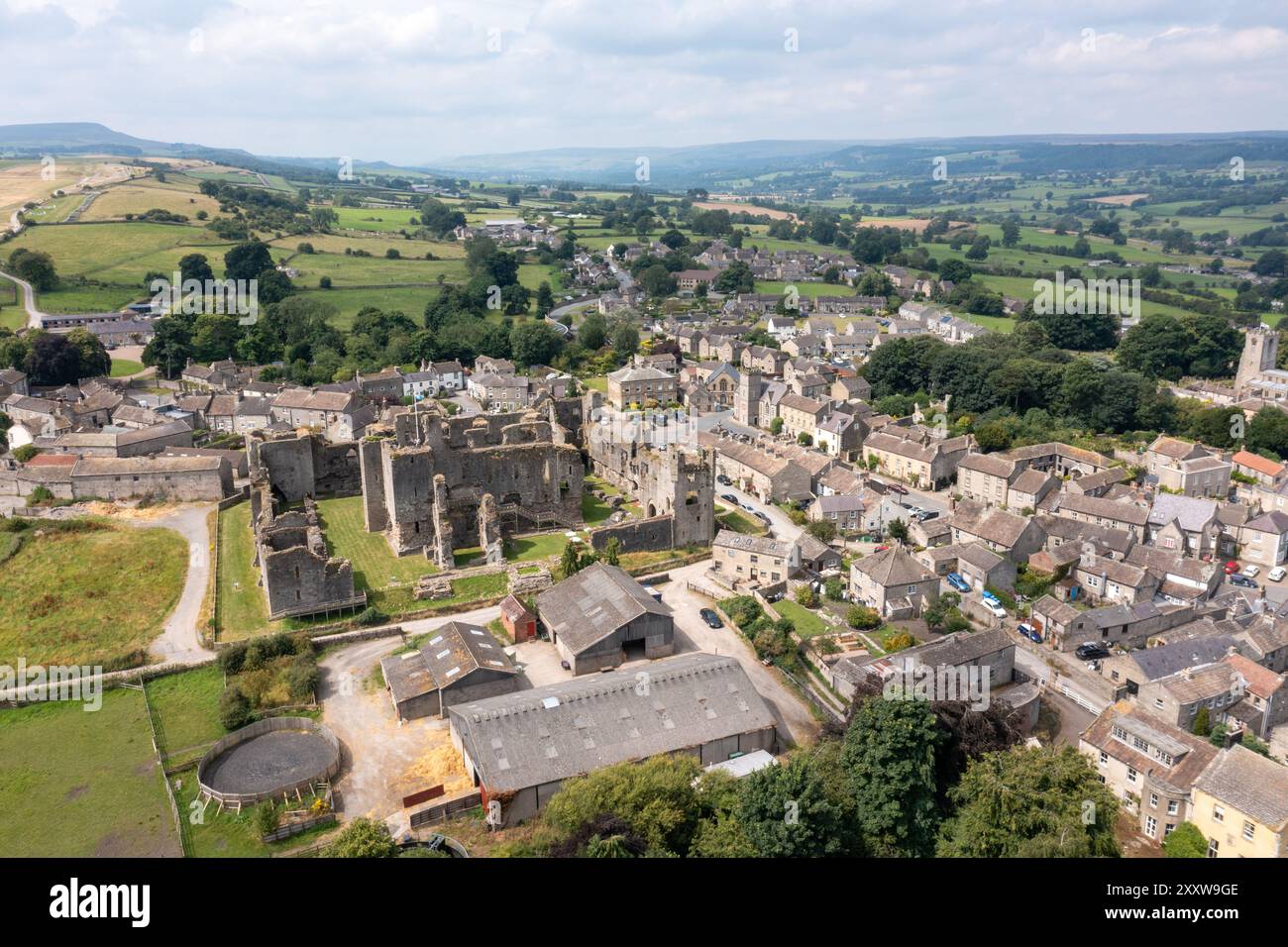 Aerial drone photo of the beautiful town of Middleham in Leyburn in ...