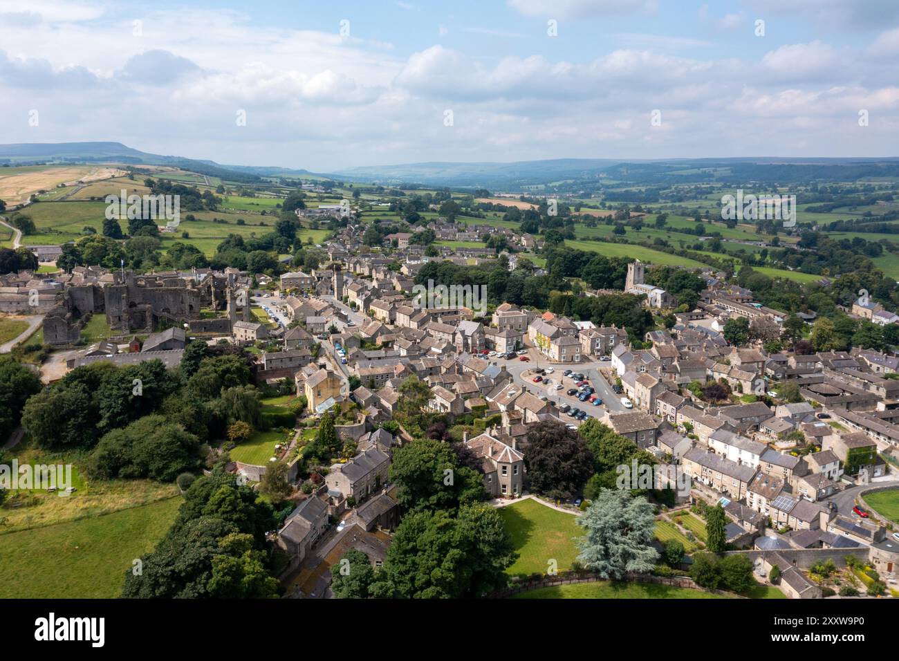 Aerial drone photo of the beautiful town of Middleham in Leyburn in ...