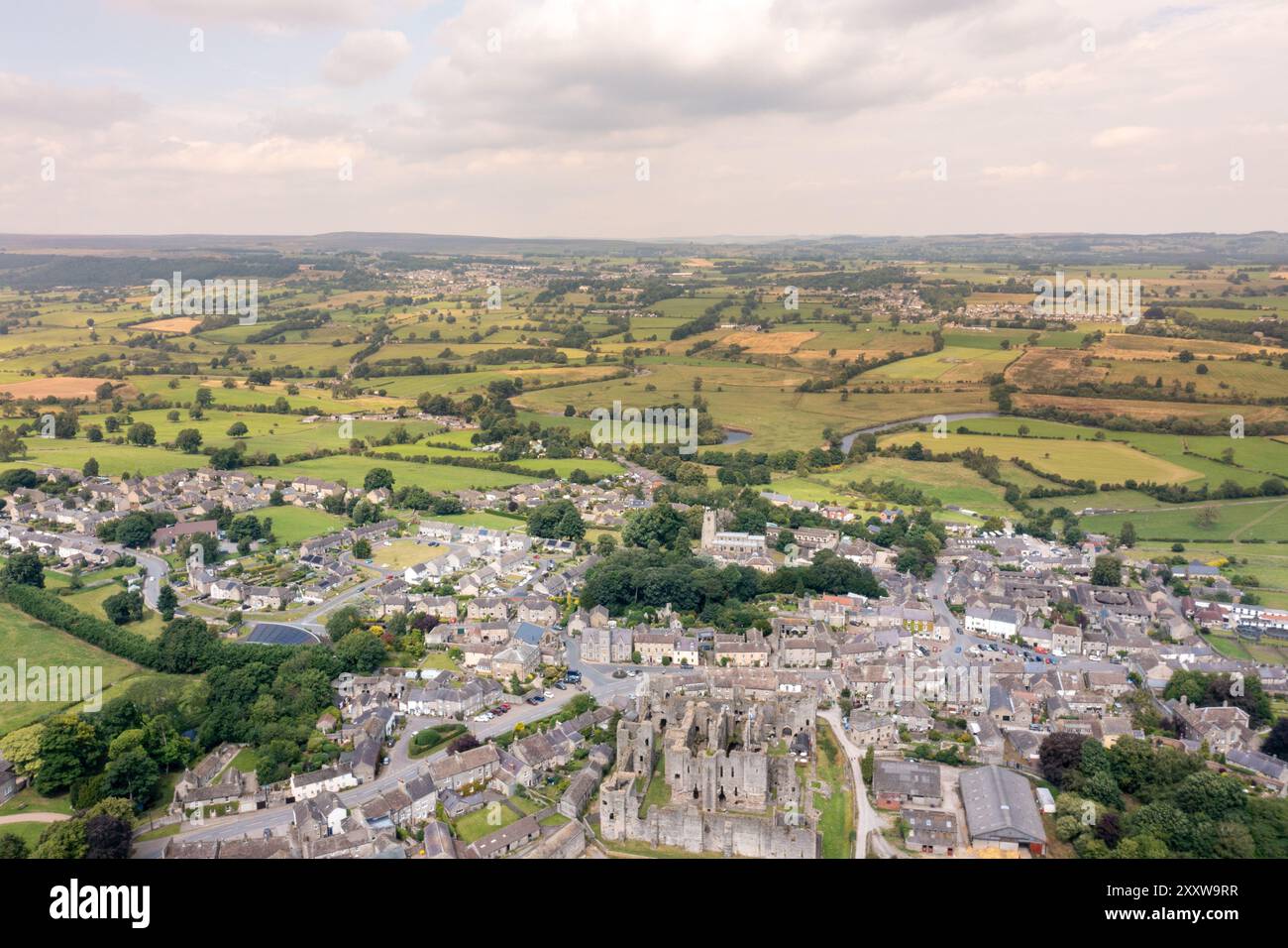 Aerial drone photo of the beautiful town of Middleham in Leyburn in ...