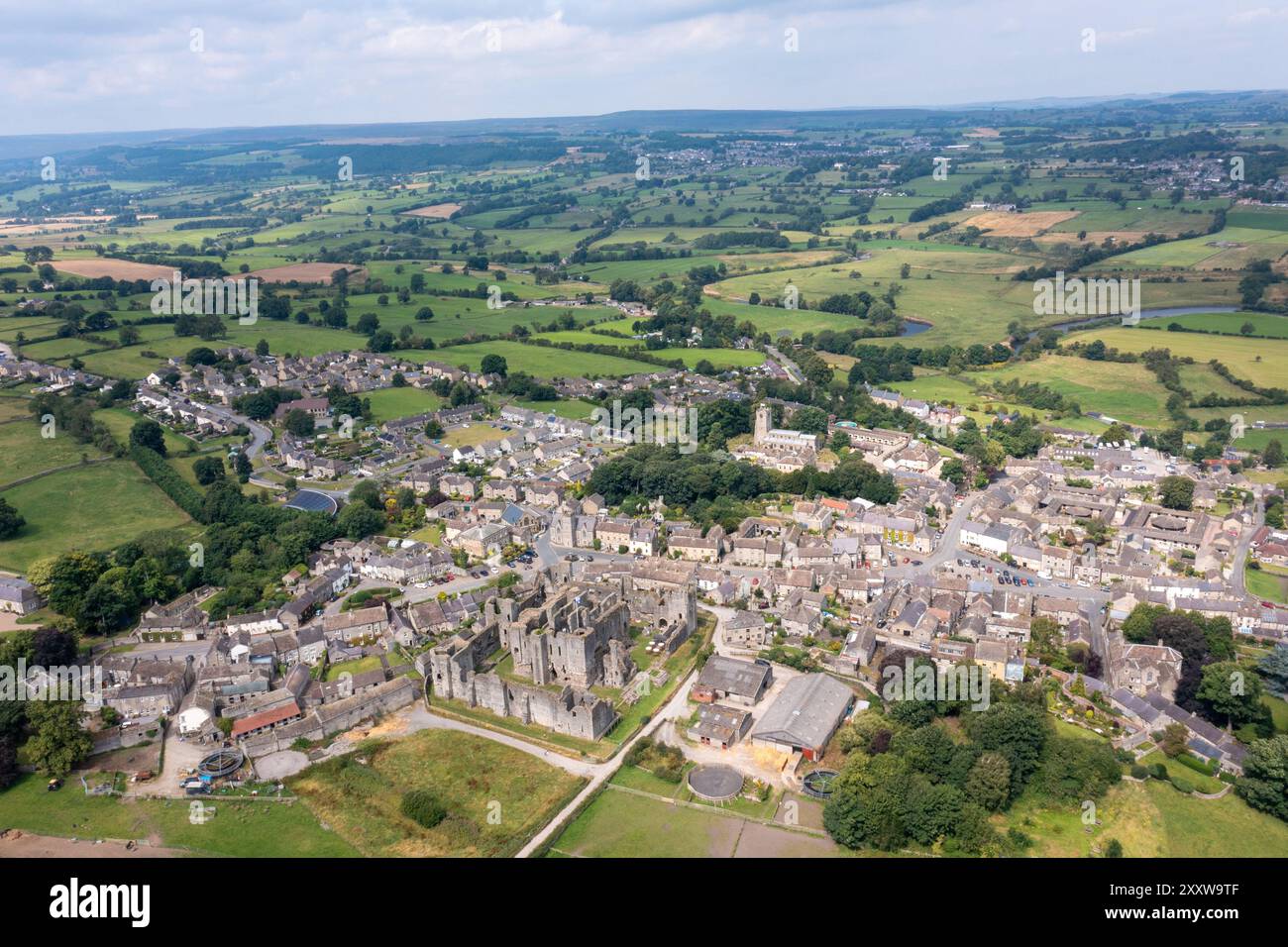 Aerial drone photo of the beautiful town of Middleham in Leyburn in ...