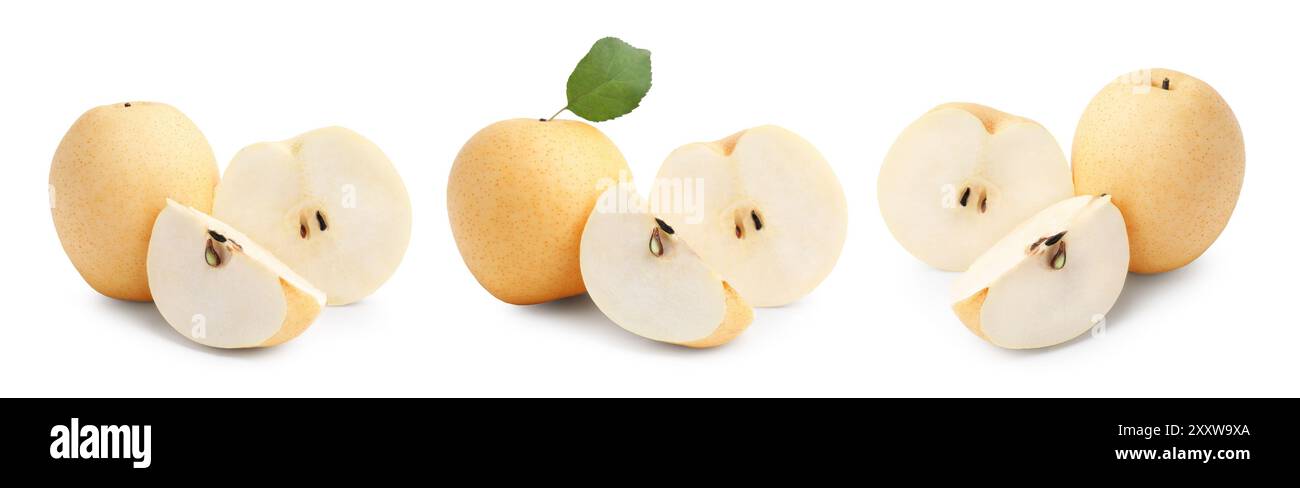 Fresh apple pears isolated on white, set Stock Photo - Alamy