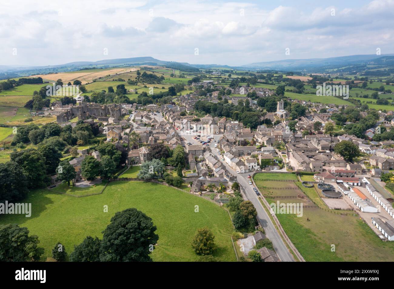 Aerial drone photo of the beautiful town of Middleham in Leyburn in ...