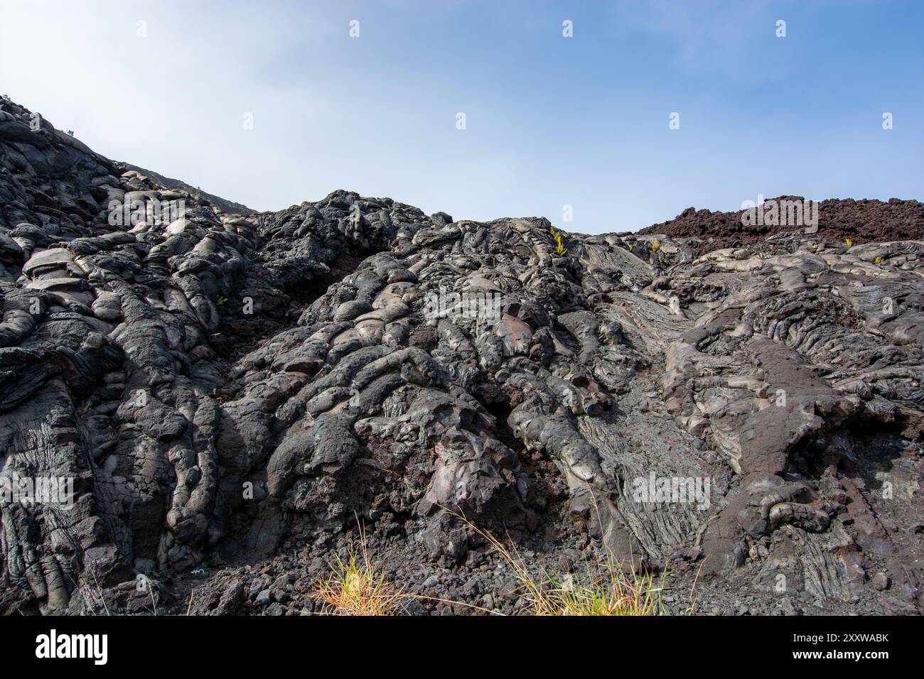 Firm lava flows alongside the road at volcanoes nationalpark, big ...