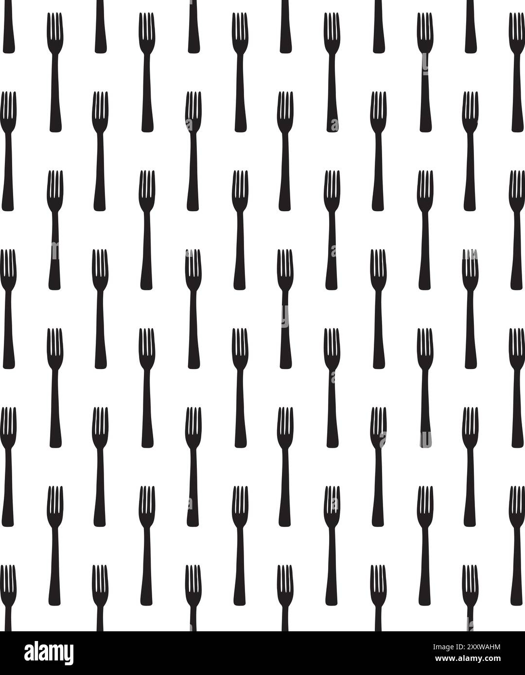 Vector seamless pattern of hand drawn fork silhouette isolated on white ...