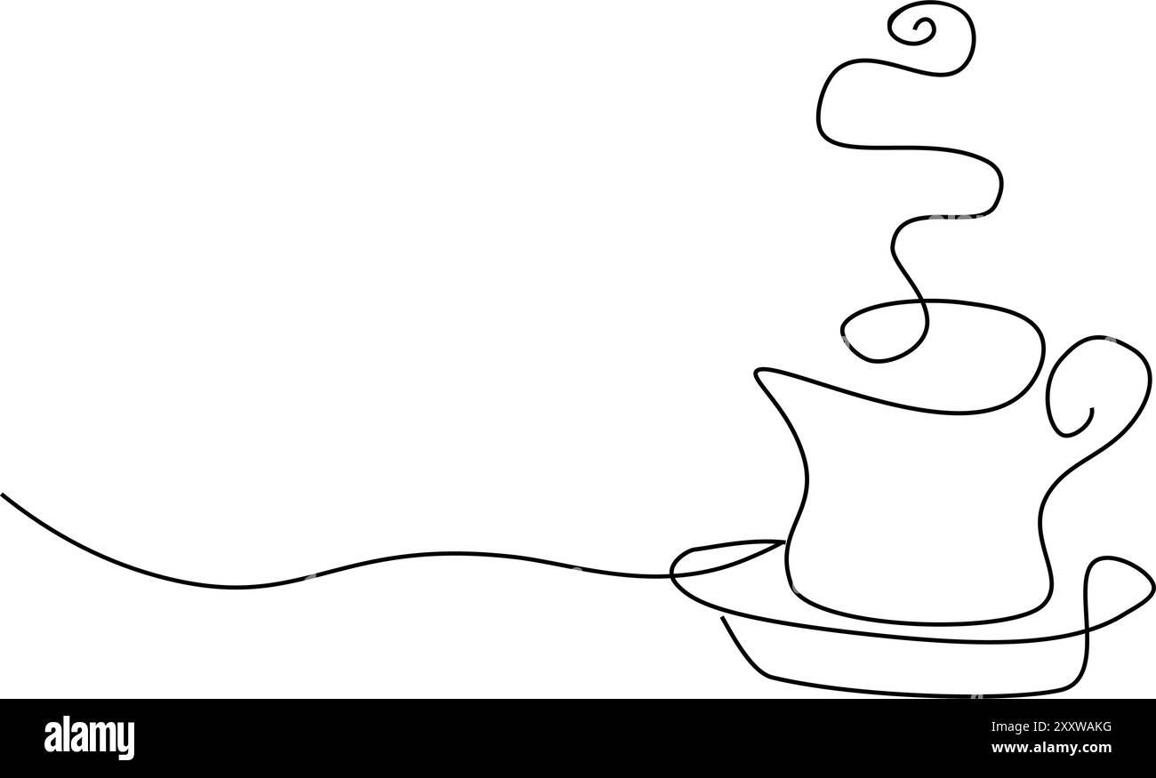 Cup of coffee or tea. Continuous one line drawing. Vector illustration ...