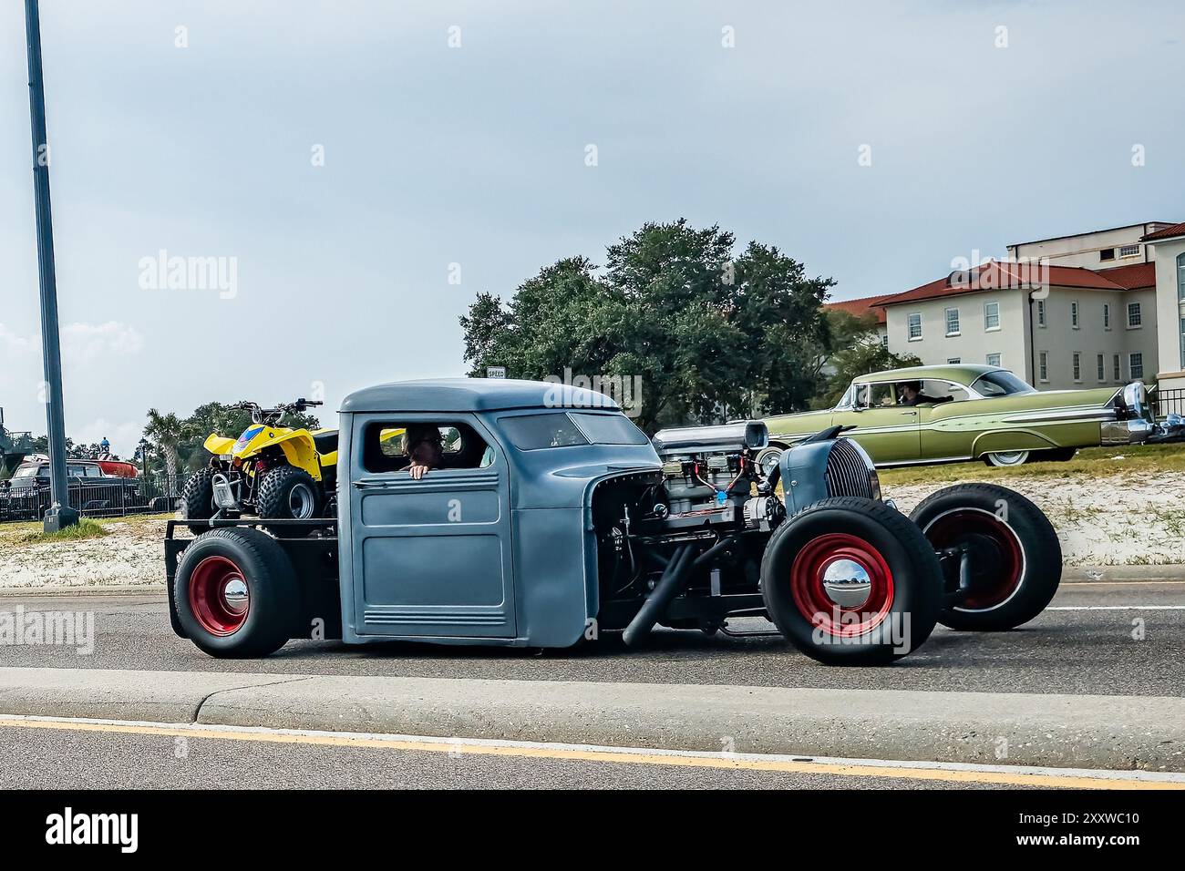 Gulfport, MS - October 05, 2023: Wide angle side view of a Customized ...