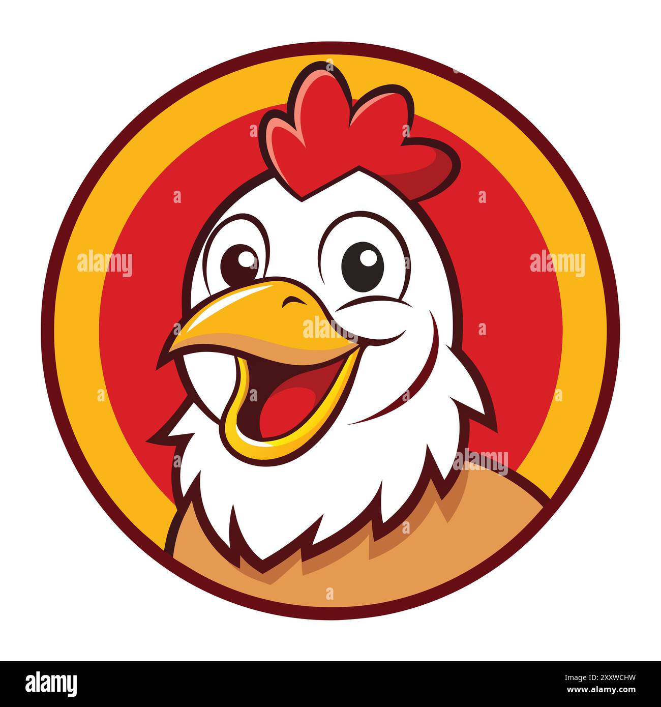 Happy Chicken Logo Inside Circle Stock Vector Image & Art - Alamy