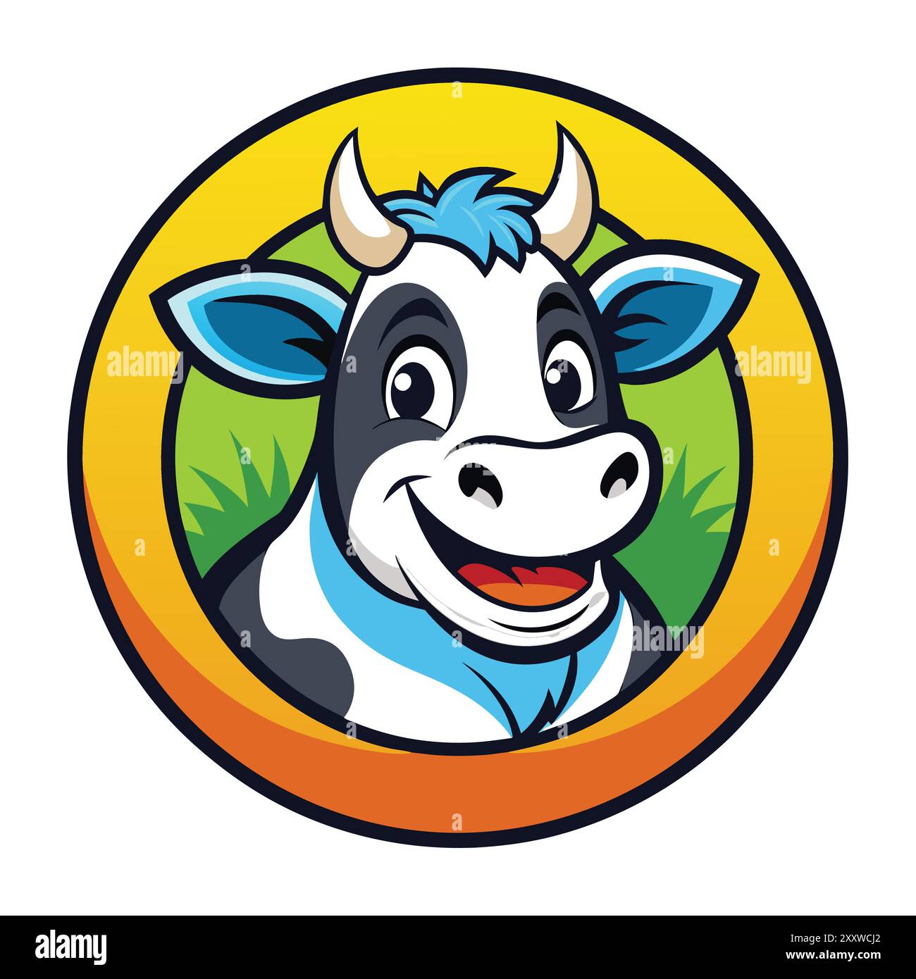 Happy Cow Logo Face Logo Vector Inside Circle Stock Vector Image & Art ...