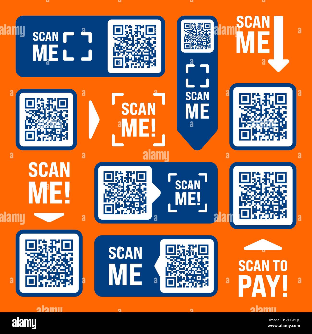 Scan me QR code sticker with text. Online payment. Special offer sale ...