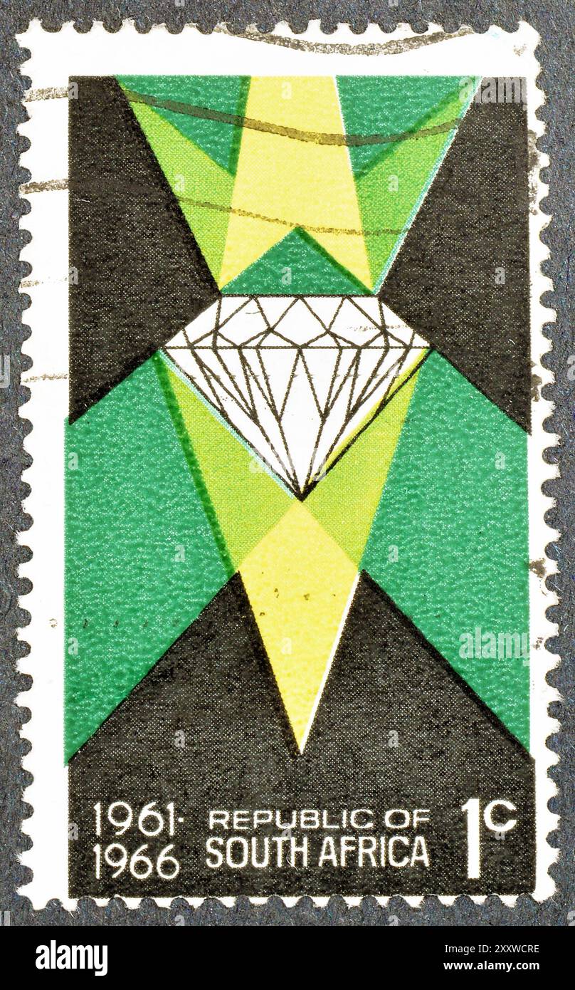 Cancelled postage stamp printed by South Africa, that shows Diamond ...