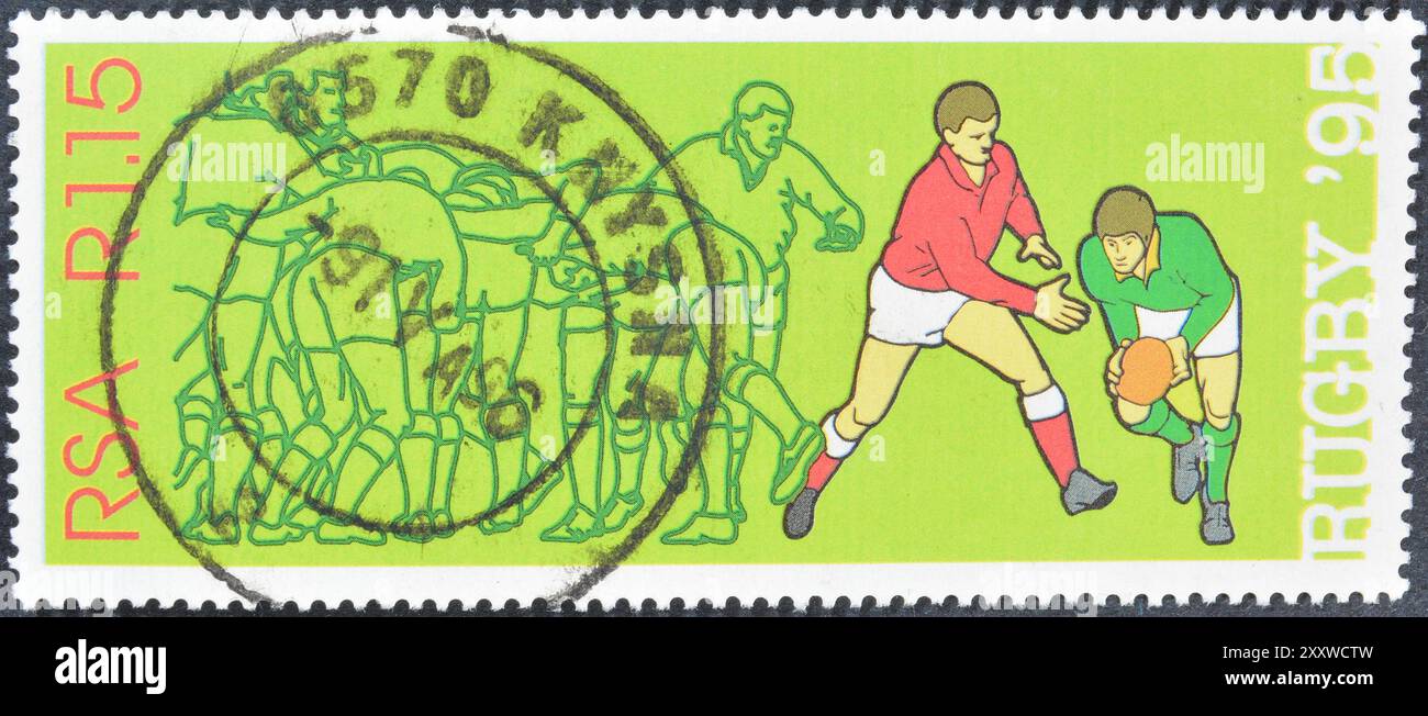Cancelled postage stamp printed by South Africa, that shows Player ...