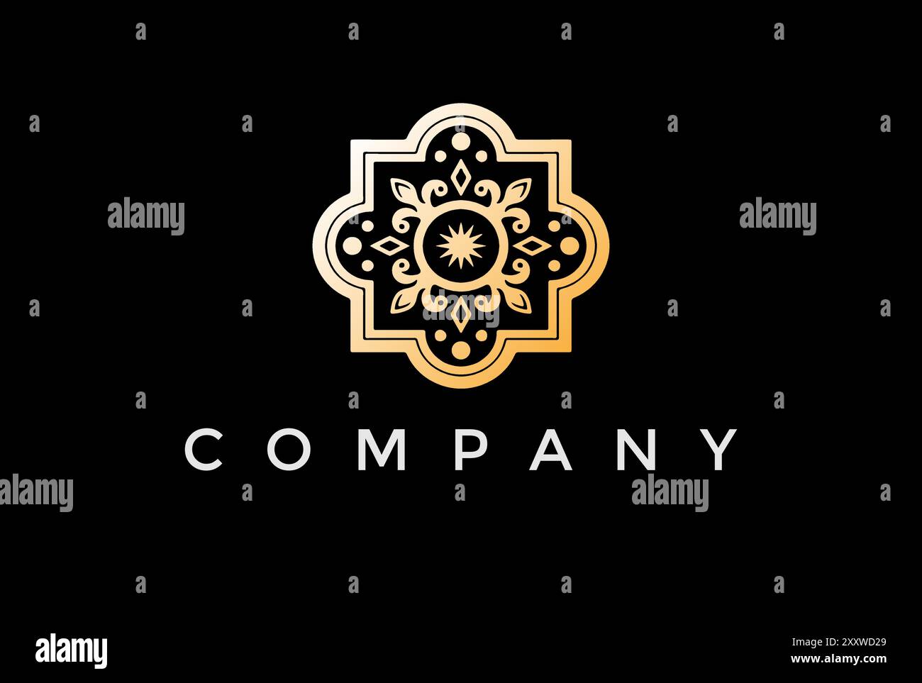 Elegant Luxury Golden Flower Pattern Logo Design Vector Stock Vector ...