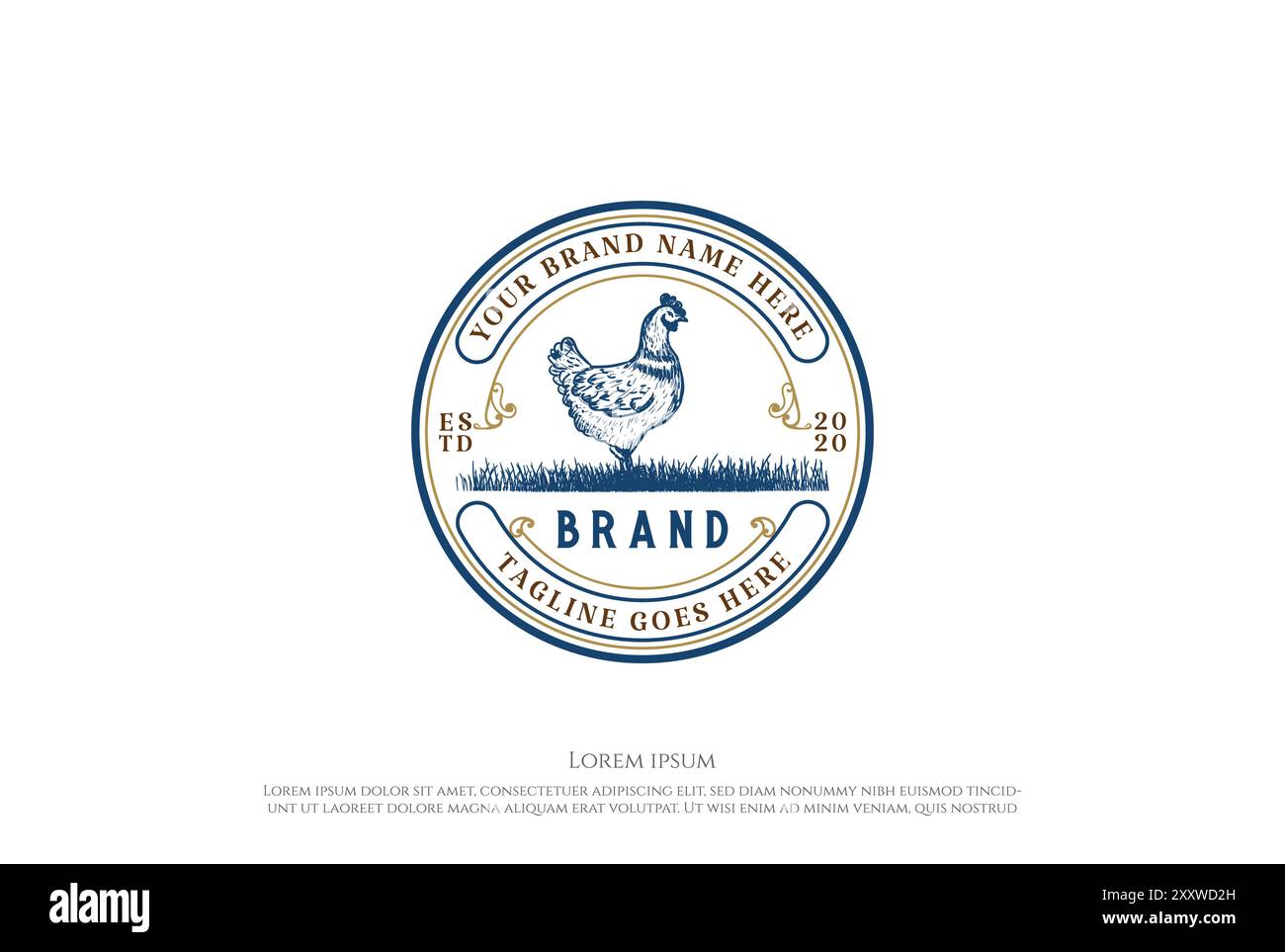 Retro Vintage Hen Chicken for Egg Farm Logo Design Vector Stock Vector ...