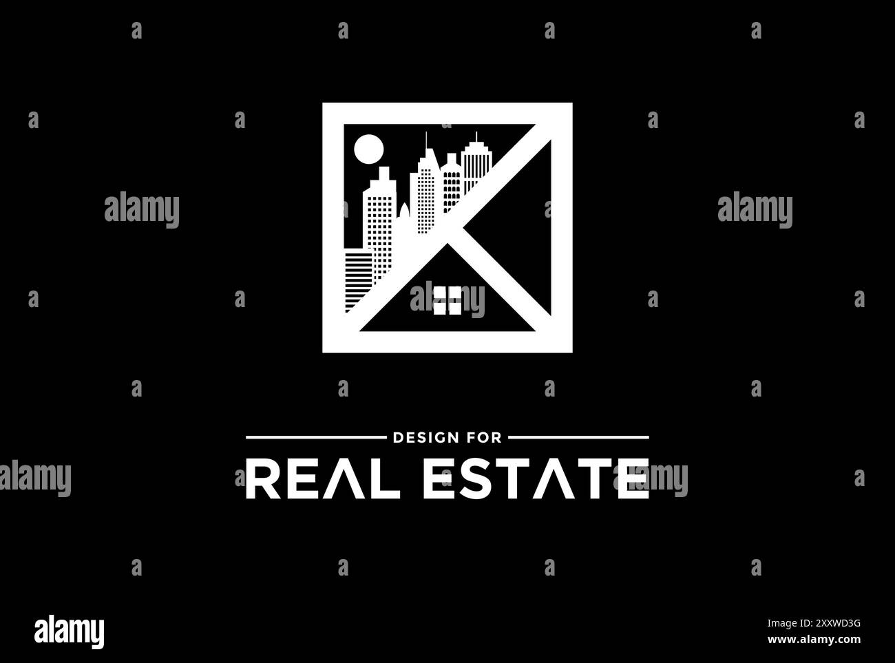 Square Geometric Urban City for Real Estate Apartment Logo Design ...