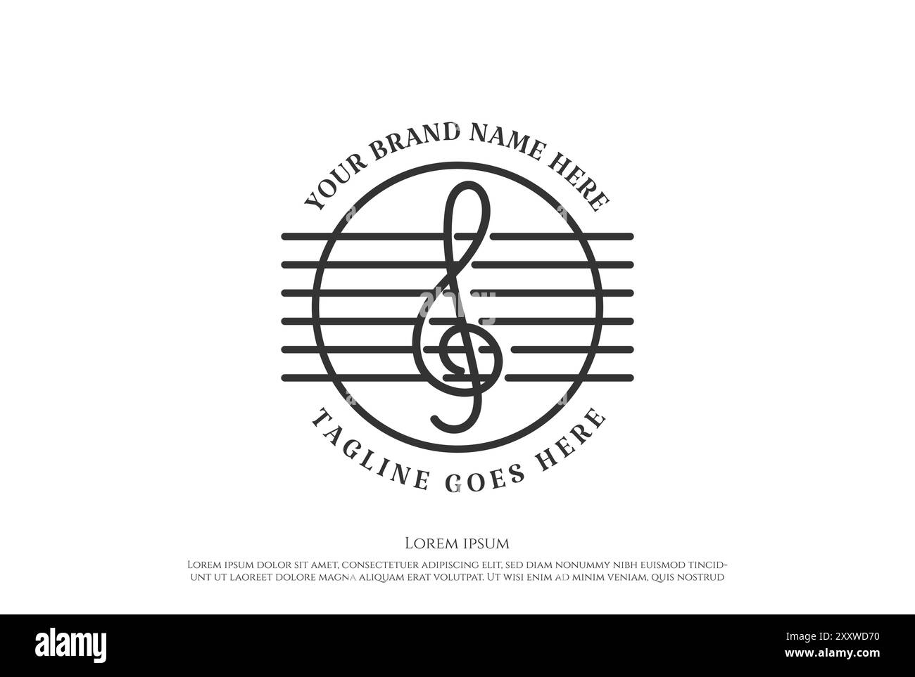 Vintage Retro Music Notes and Guitar String Logo Design Vector Stock ...