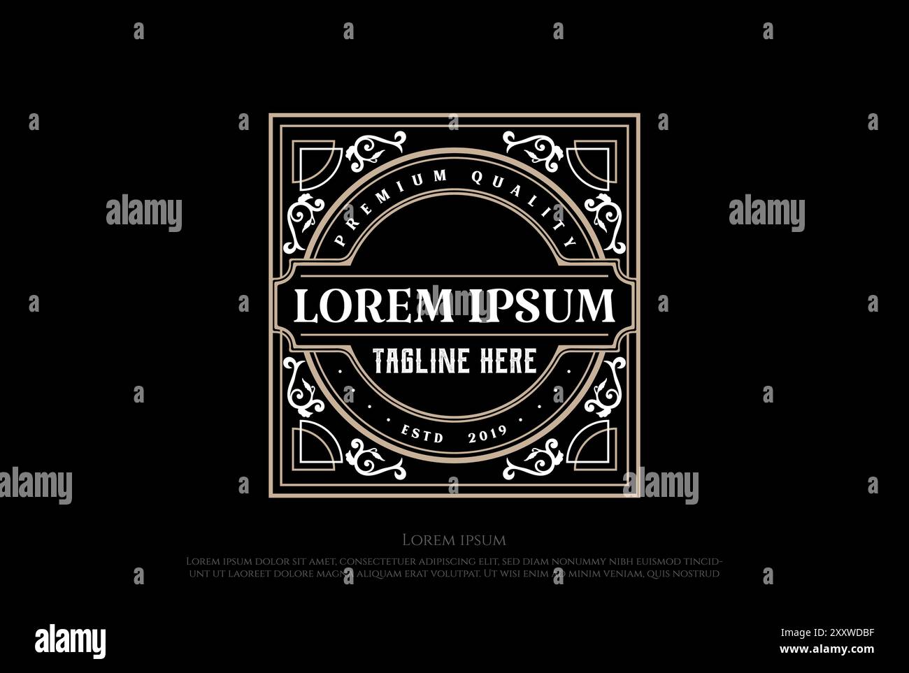 Classic Old Retro Vintage Luxury Golden Border Label Logo Design Vector ...